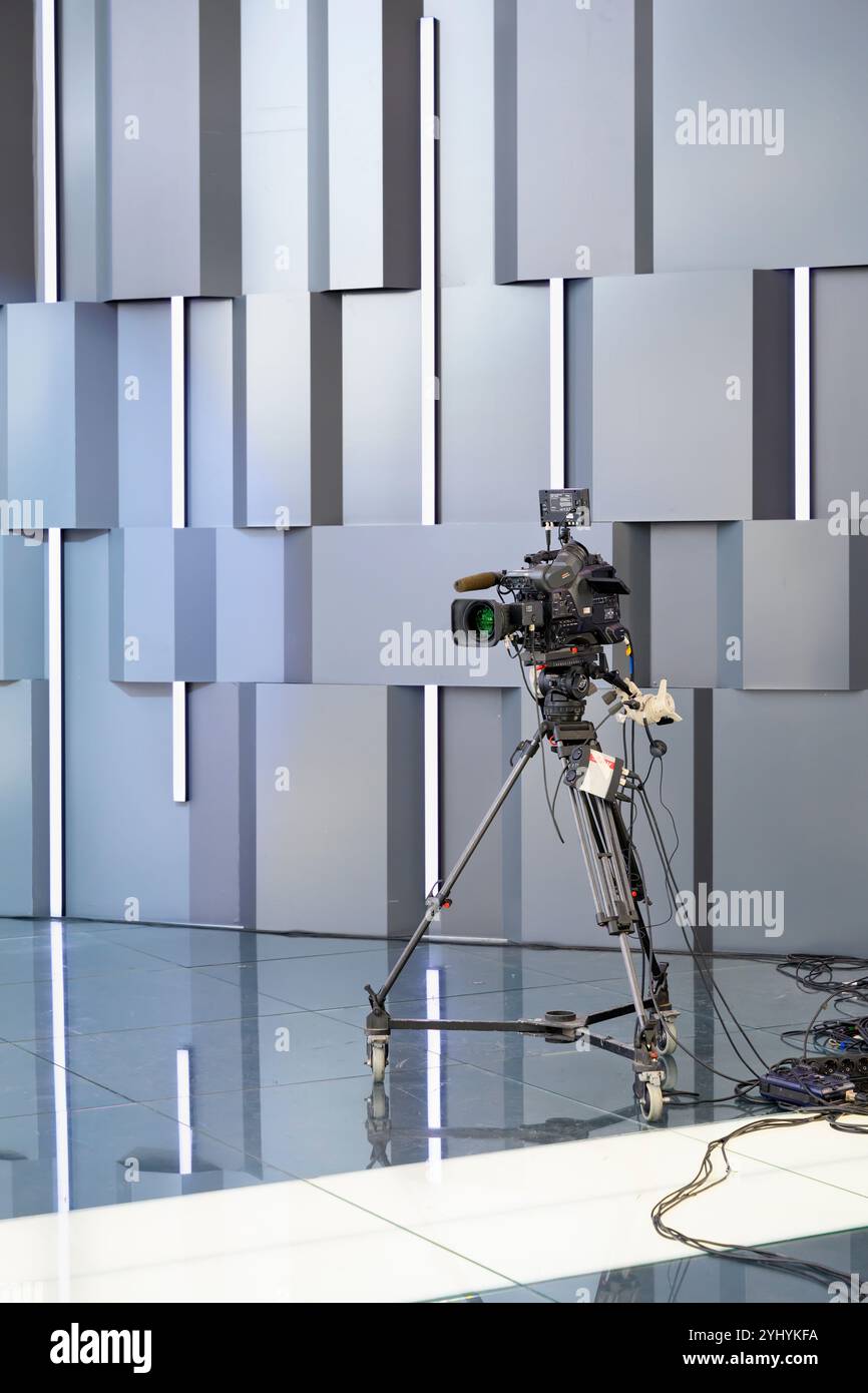 MOSCOW, RUSSIA - MARCH 14, 2024. Professional TV camera in the TV ...
