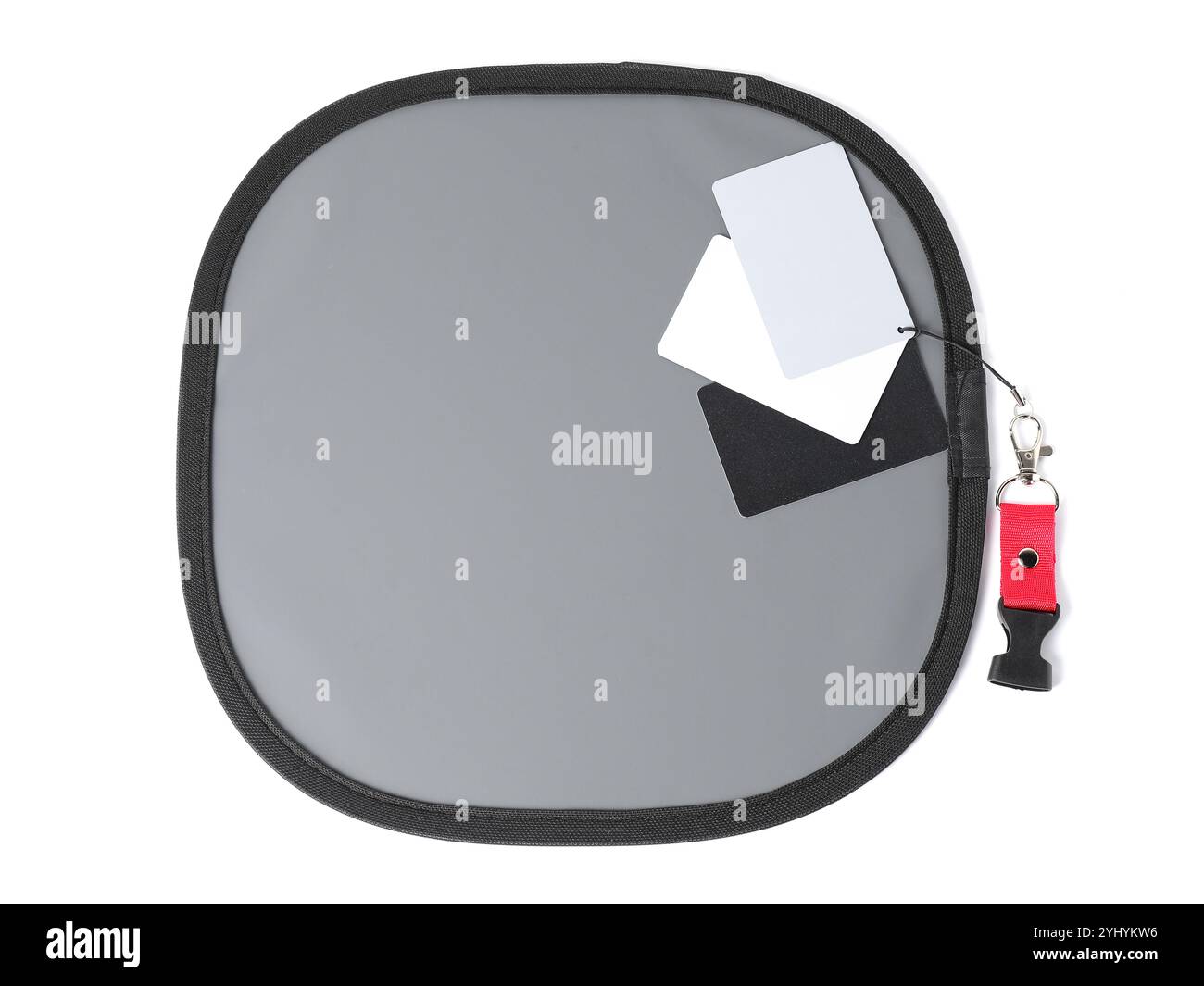 White balance calibration cards on white background, top view Stock ...