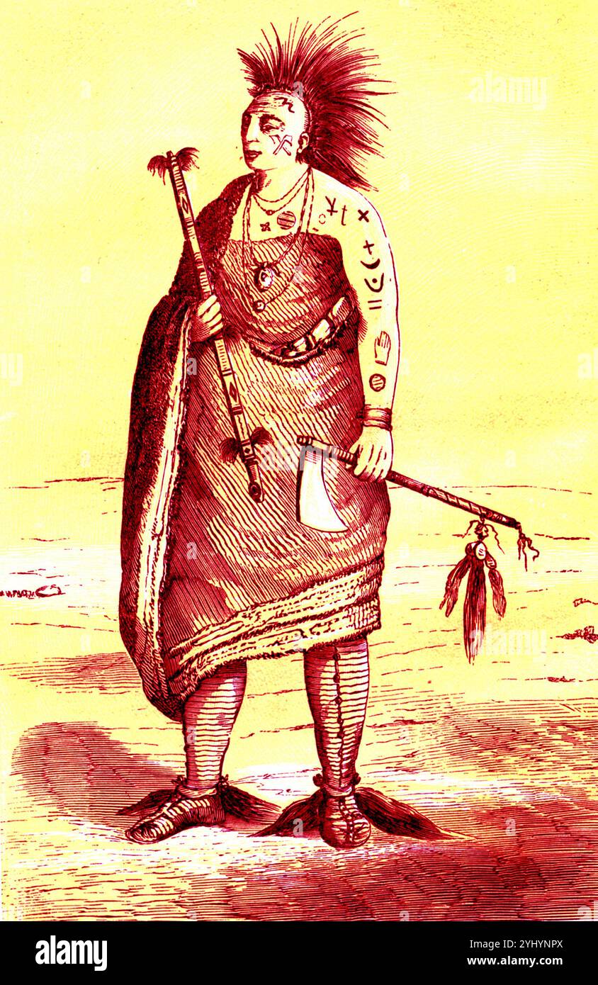 Illustration of a Osage warrior. The Osage are Native Americans from ...