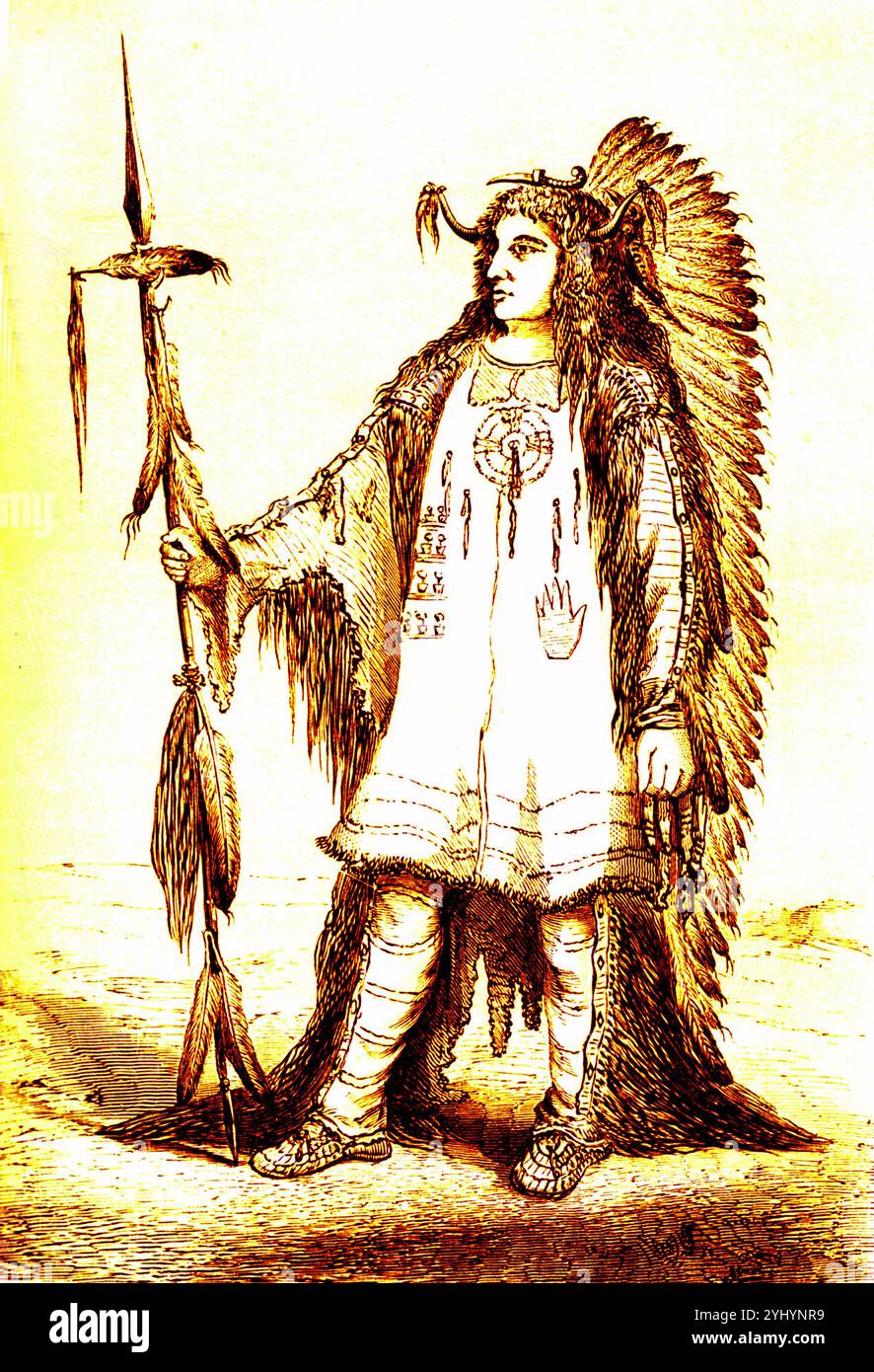 Illustration of a Chief of the Mandan, Native Americans from the Great ...