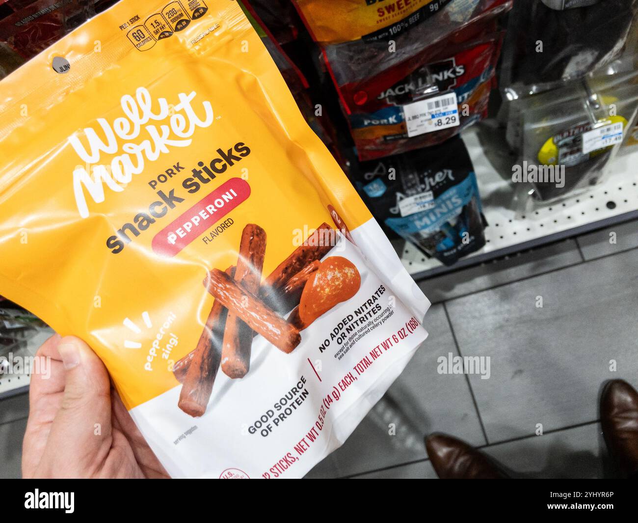 LAS VEGAS, AUGUST 21, 2024: A display of Well Market pork snack sticks ...