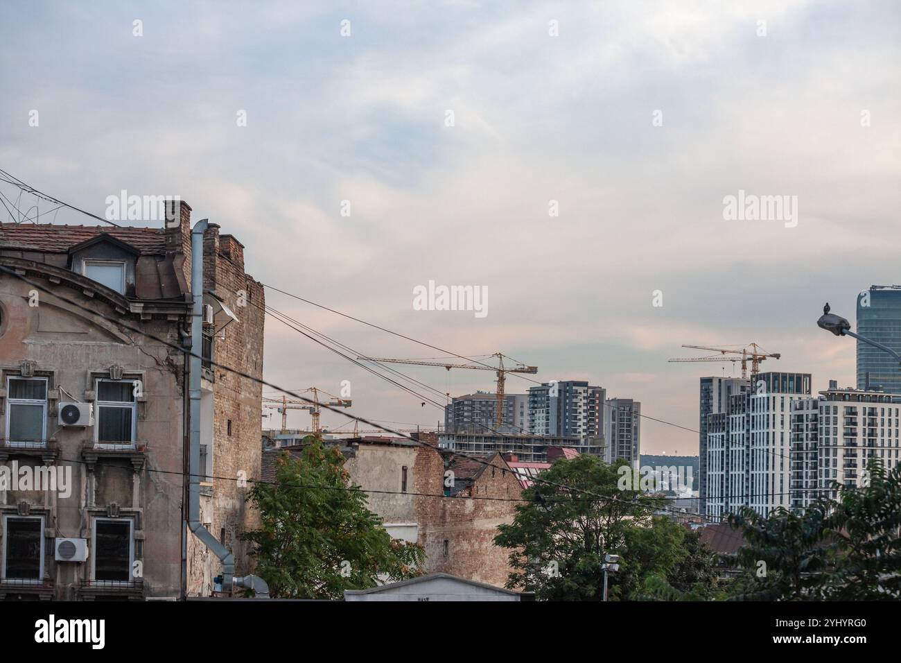 Panorama of a giant Construction site of a residential building complex ...