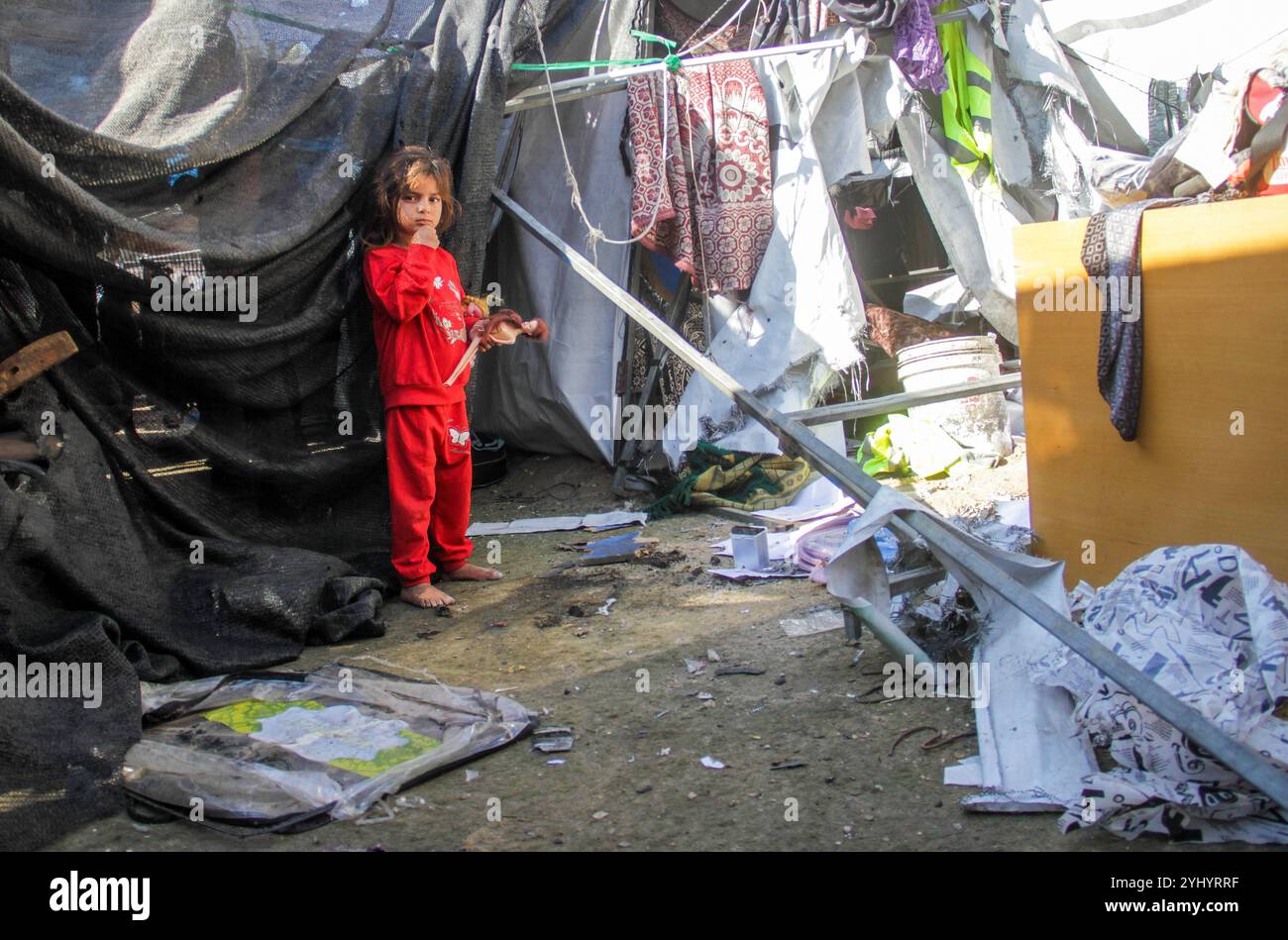 Gaza City, Palestine. 12th Nov, 2024. A Palestinian child holds a ...