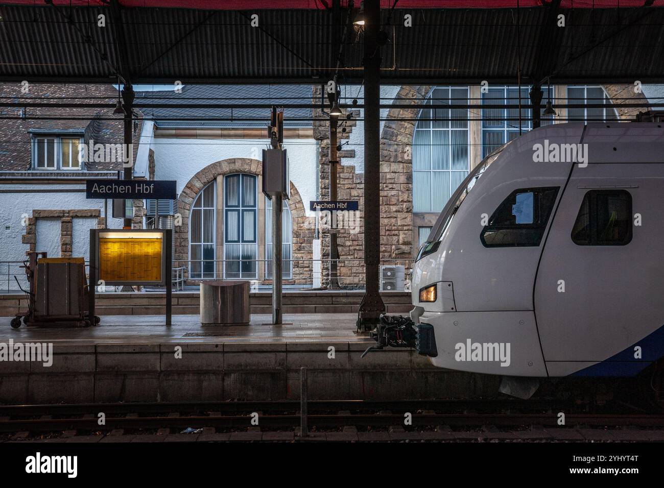 sign Aachen Hbf , meaning Aachen Hauptbahnhof (Aachen main train ...
