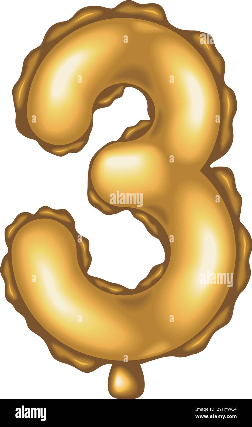 golden balloon number three Stock Vector Image & Art - Alamy