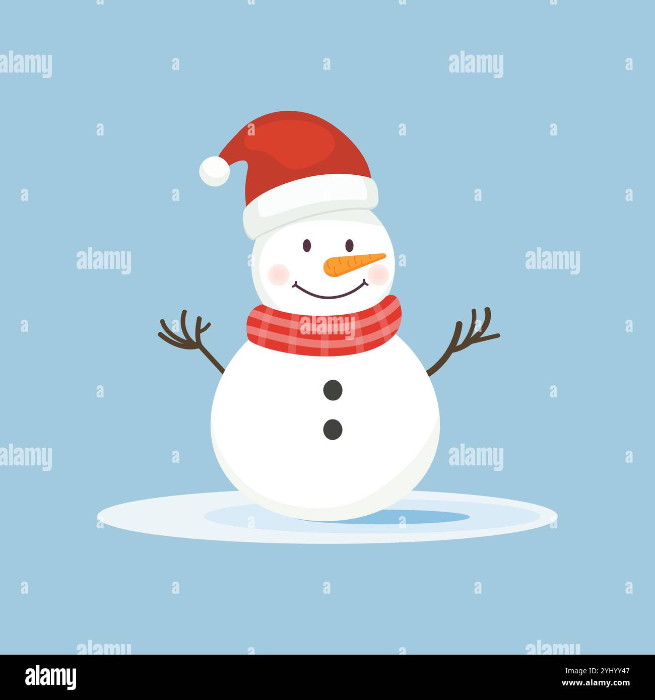 Snowman cartoon isolated on blue background. Cute cartoon character ...