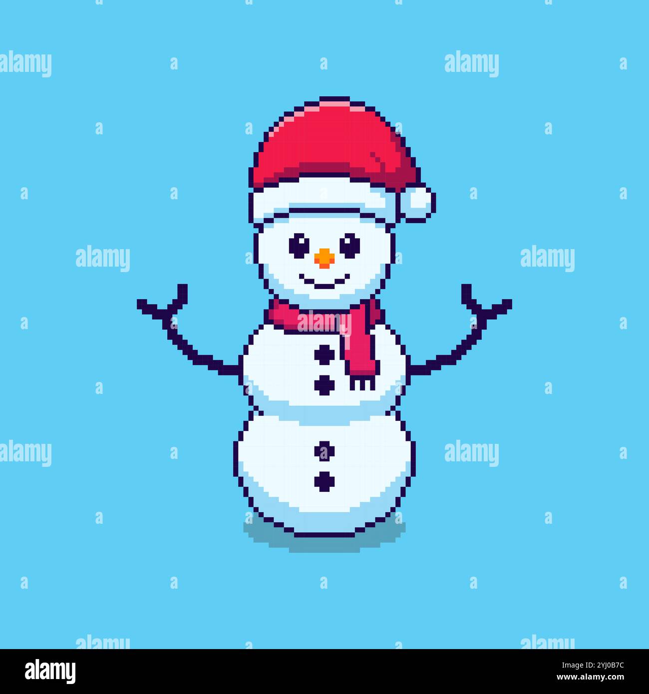 Pixel art Snowman with Santa Hat game asset design Stock Vector Image ...