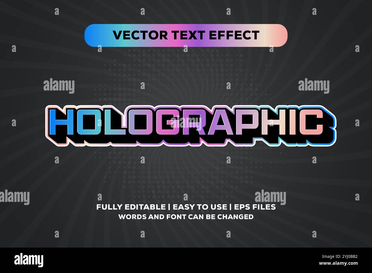 The holographic vector text effect is fully editable Stock Vector Image ...
