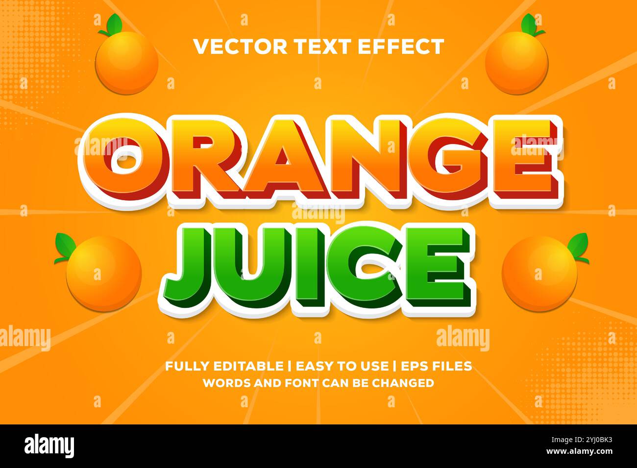 orange and green color orange juice text effect fully editable Stock Vector Image & Art - Alamy