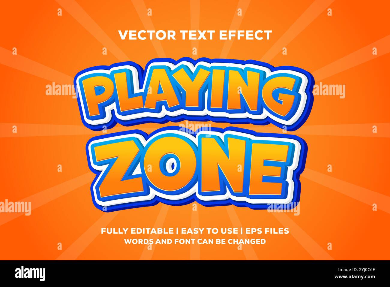 playing zone 3d vector text effect fully editable and easy to use Stock ...