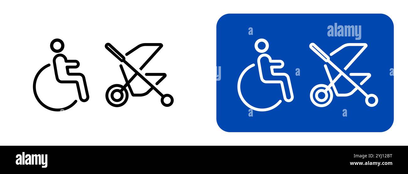 Wheel chair stroller friendly sign symbol disabled access sticker ...