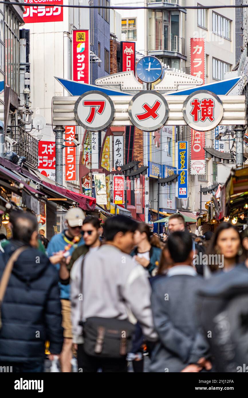Tokyo, Japan - November 12, 2024: Crowded Ameyoko area in Ueno, Tokyo around noon Stock Photo ...