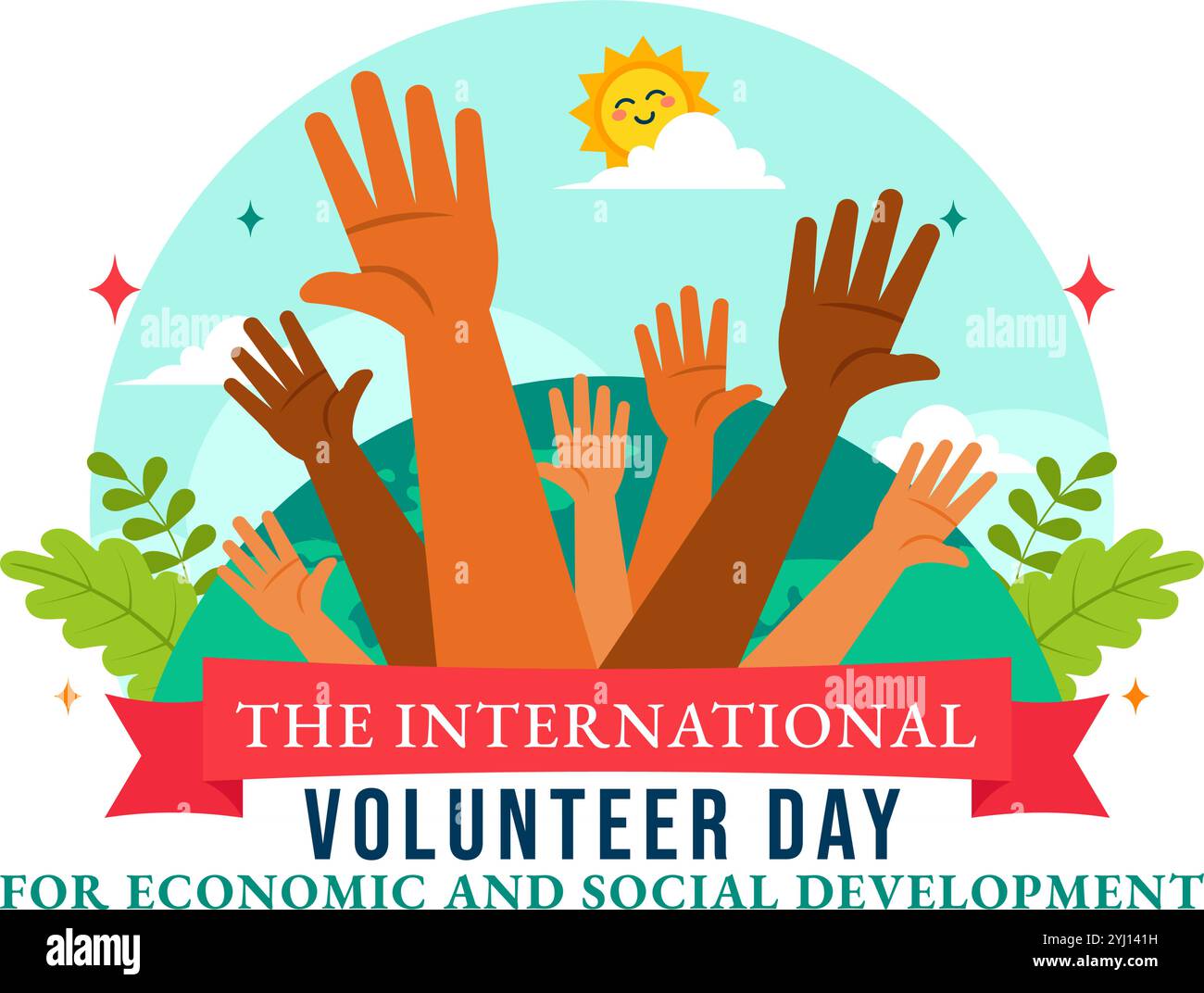 International Volunteer Day for Economic and Social Development Vector ...