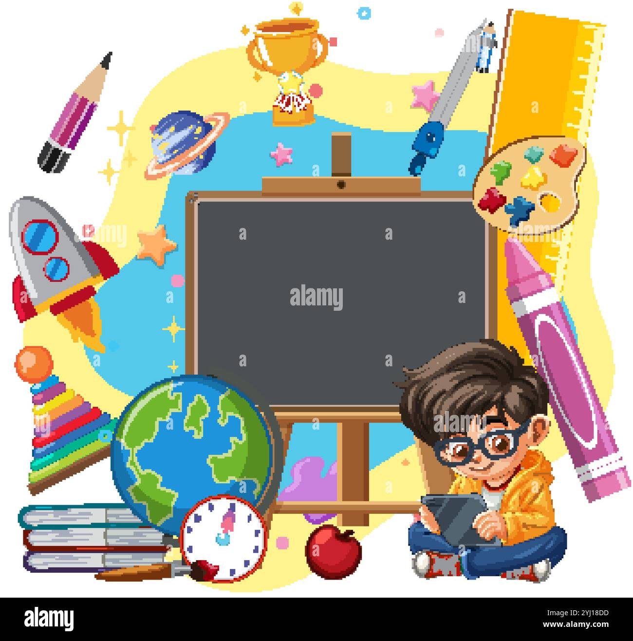 Blackboard books apple on Stock Vector Images - Alamy
