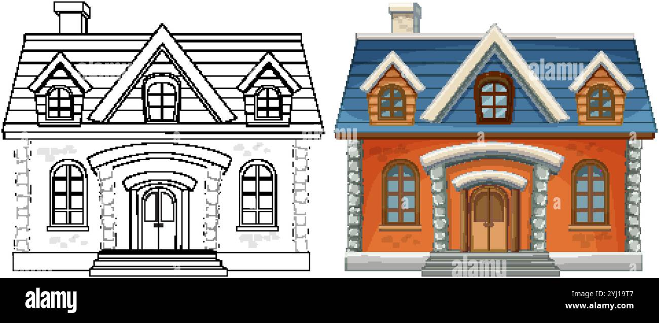 Color and outline versions of a house Stock Vector Image & Art - Alamy