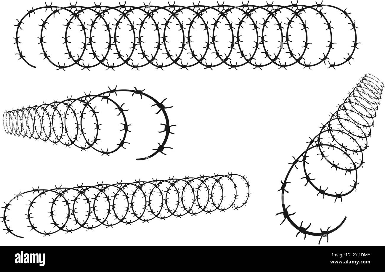 Barb wire on fence Stock Vector Images - Alamy