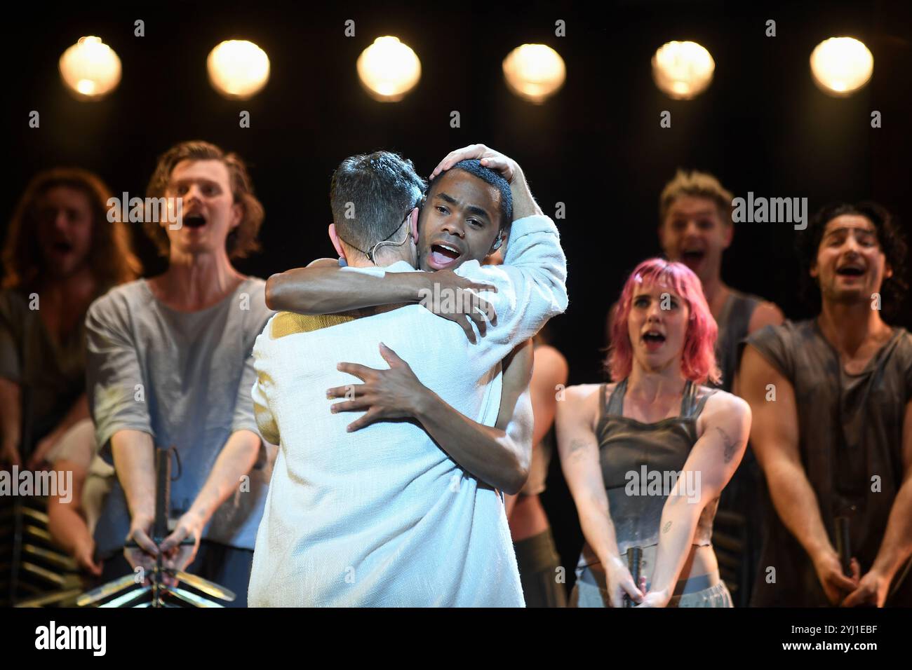 Sydney, Australia. 13th Nov, 2024. Javon King as Judas (centre) hugs ...