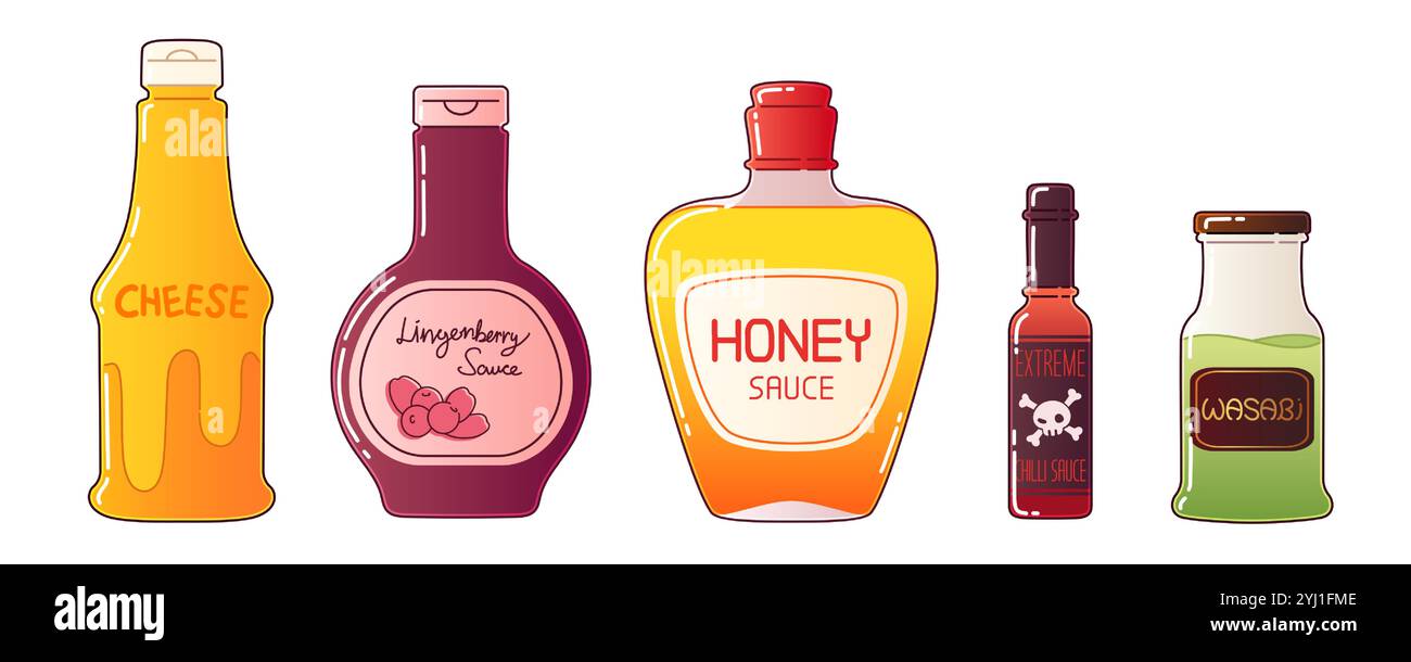 Sauce bottles set isolated on white background. Contemporary vector ...