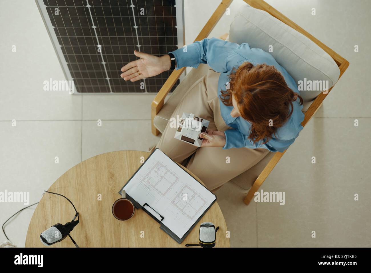 Woman Giving An Interview About Solar Panel Stock Photo - Alamy