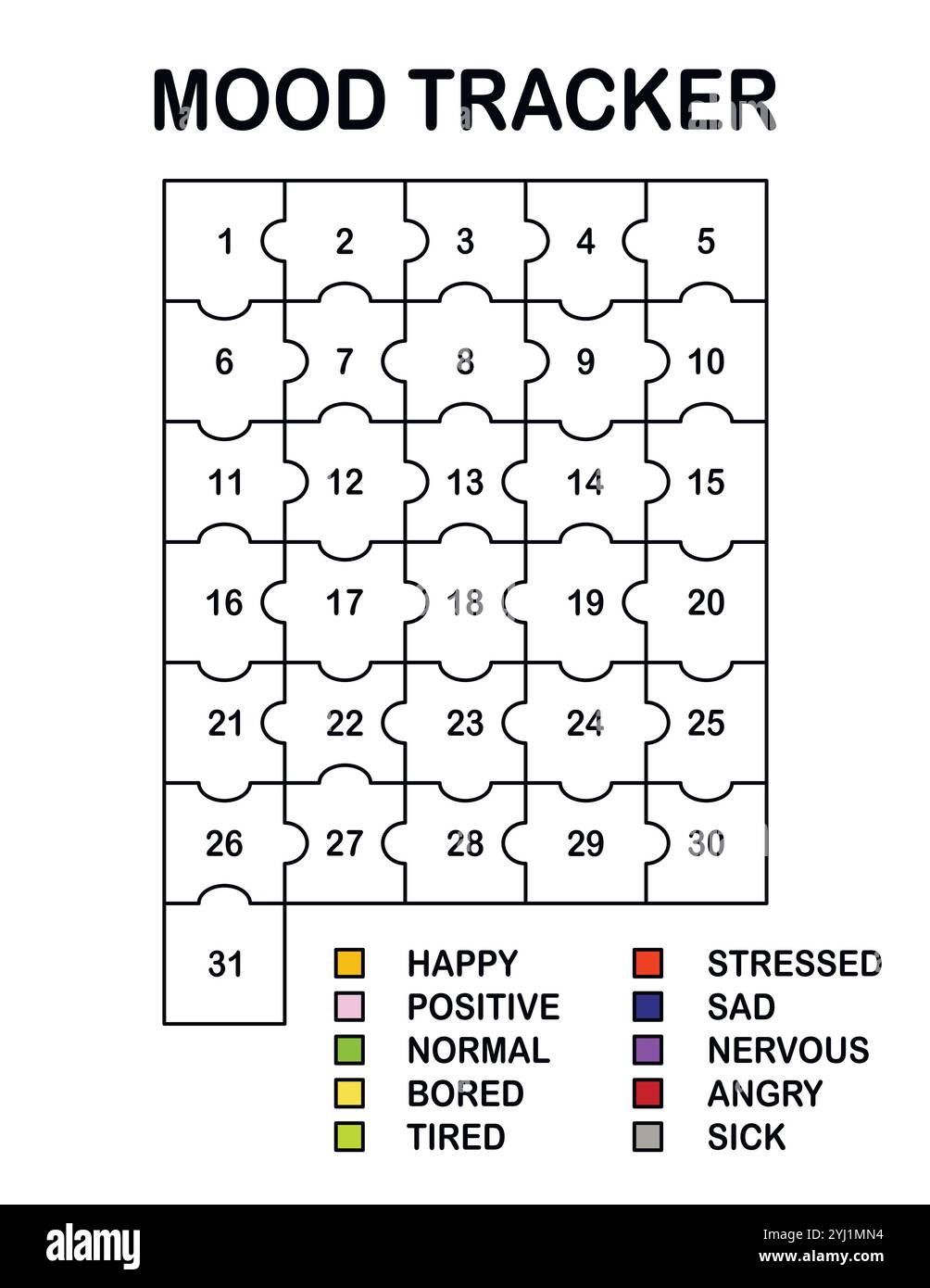 Mood tracker in pixels. Calendar munthly, yearly, weekly, dayly ...