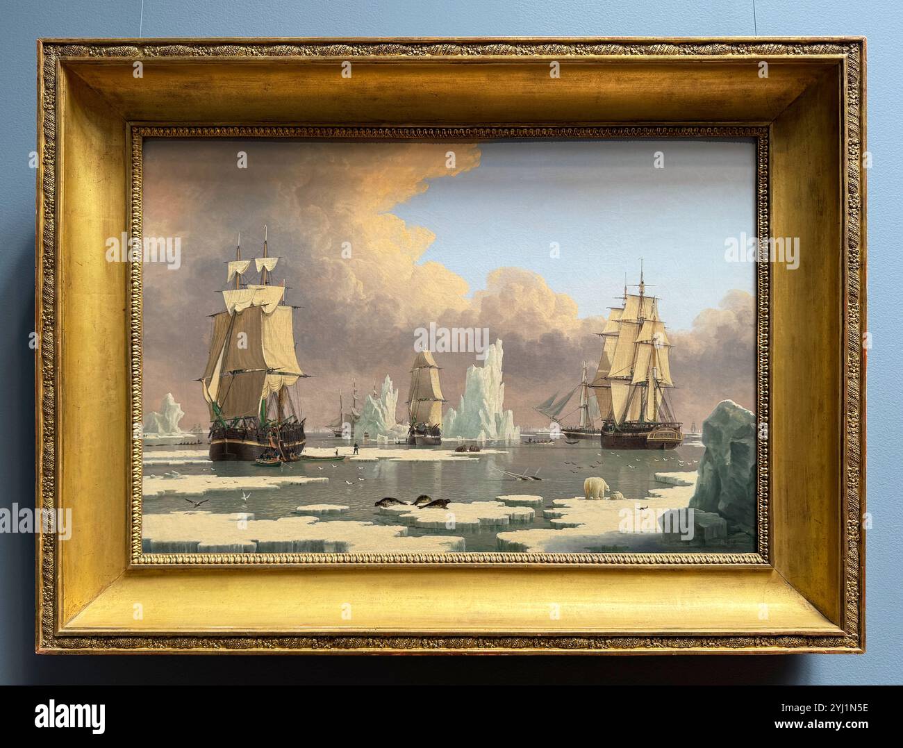 Northern Whale Fishery by John Ward of Hull. View of whaling sailing ...