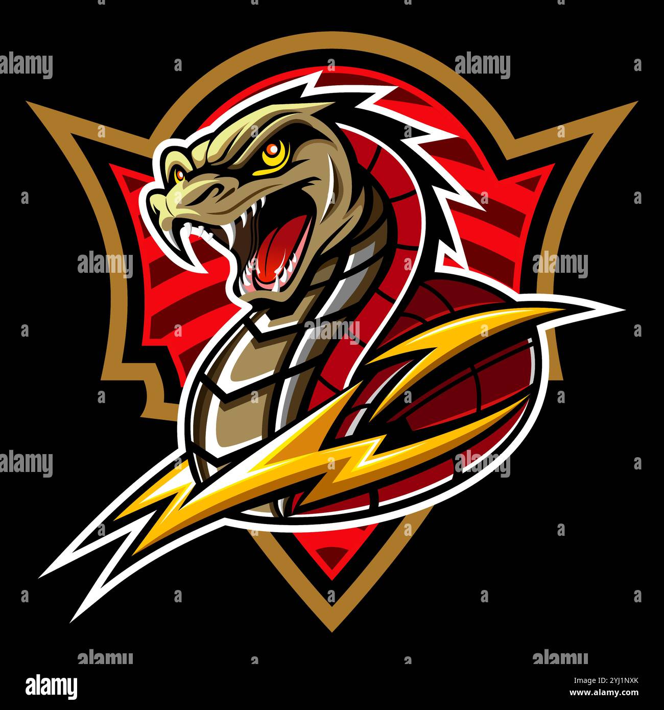 The snake and lightning illustration is used as a logo for a sports team Stock Vector Image ...