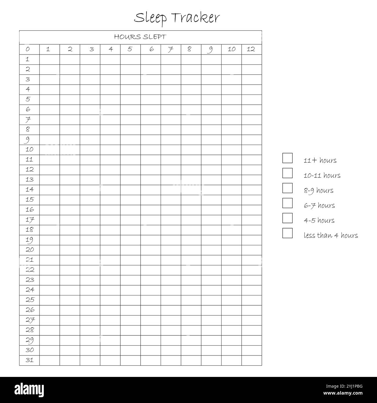 Sleep tracker. Habit tracker for month. Template mockup. Vector ...