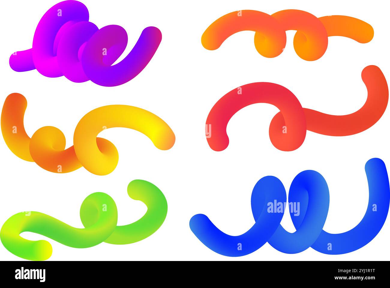 3D gradient shapes. Abstract rainbow colored fluid swirl elements on ...