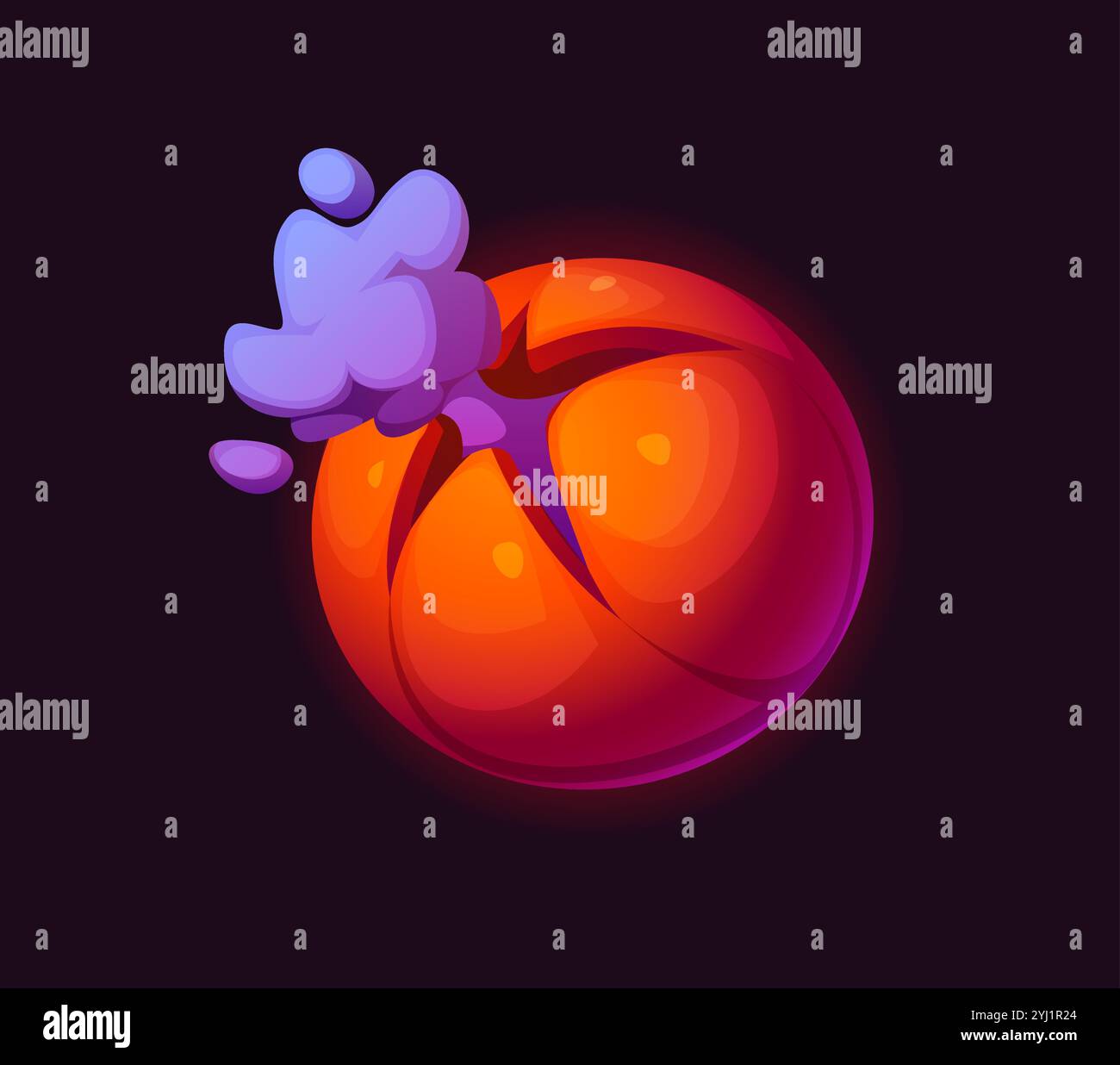 Cartoon galaxy fantasy alien cracked space planet with smoke emanating ...