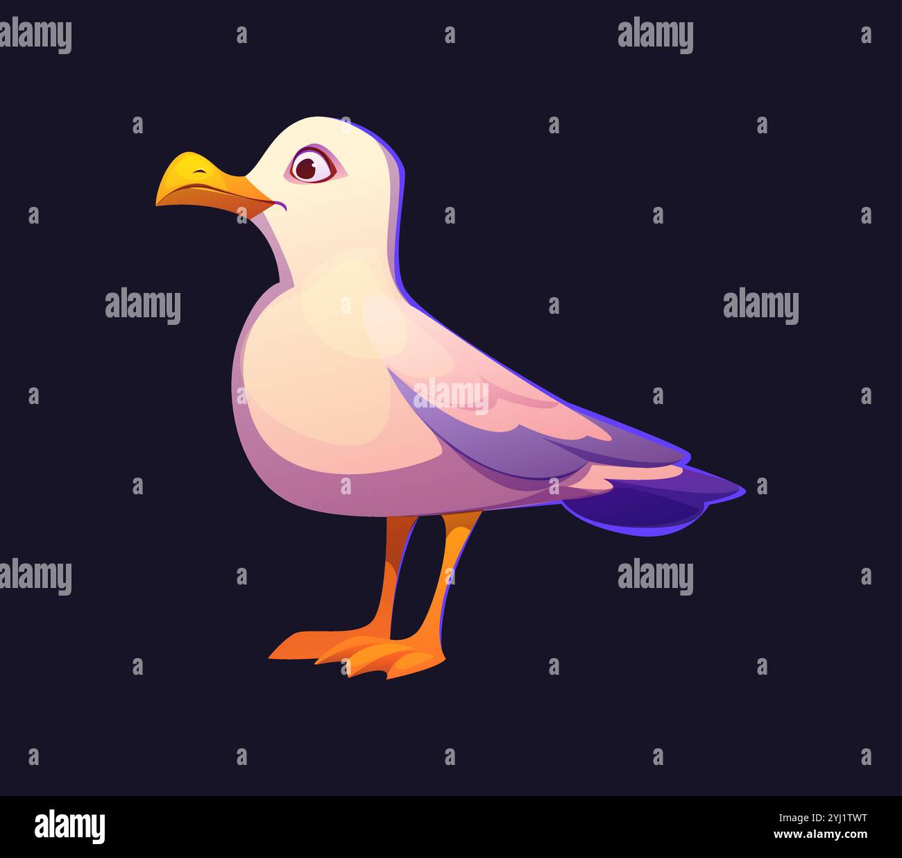 Cartoon pirate seagull character for Caribbean adventure game, vector ...