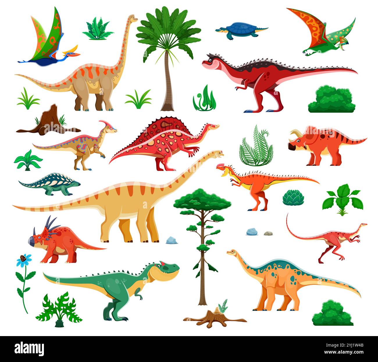 Prehistoric dinosaurs and Jurassic era lizards collection of funny ...