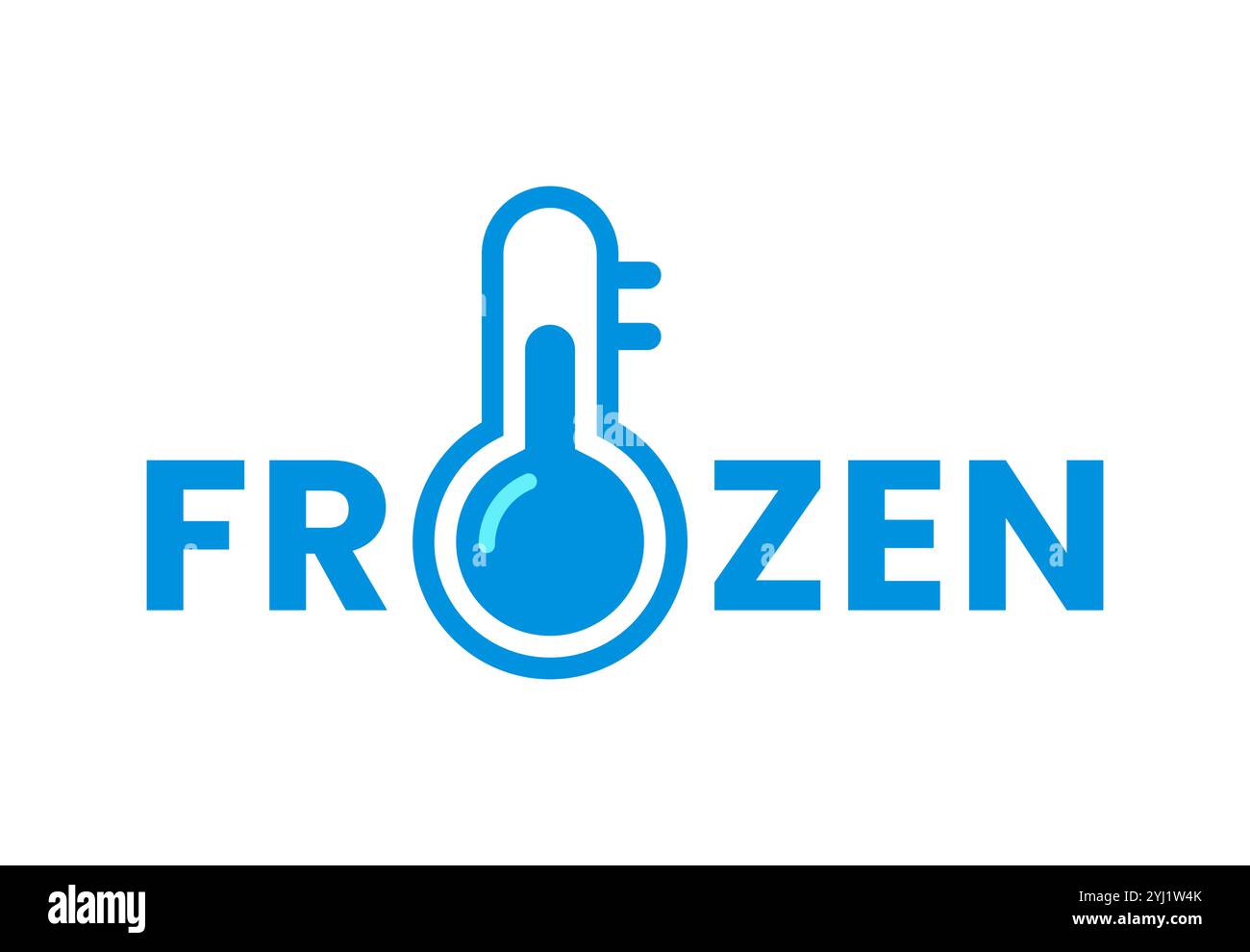 Blue frozen cold product icon with thermometer for food package, vector ...