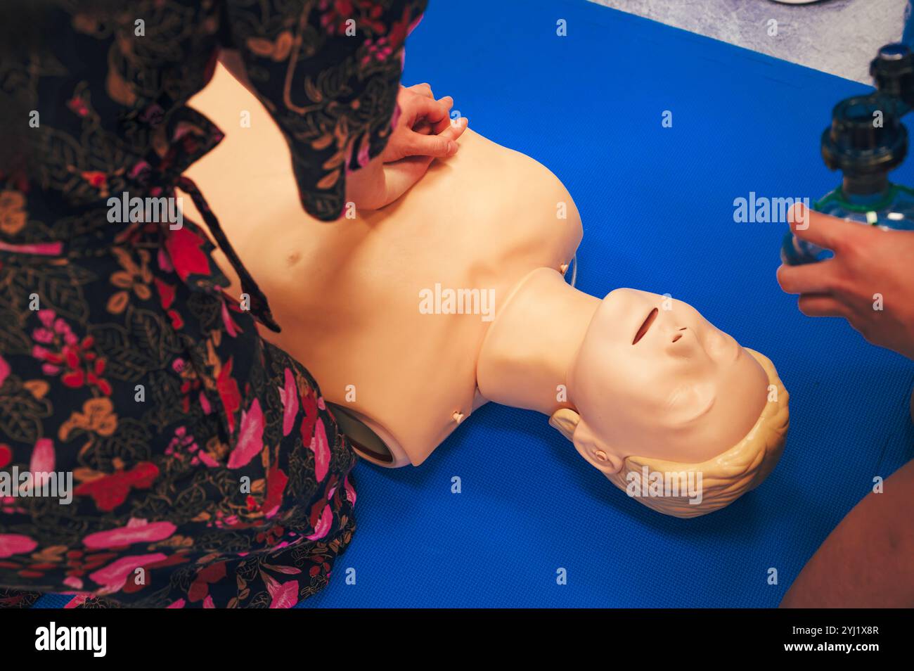 Medical Students Practicing CPR Chest Compressions on a Human Figure ...