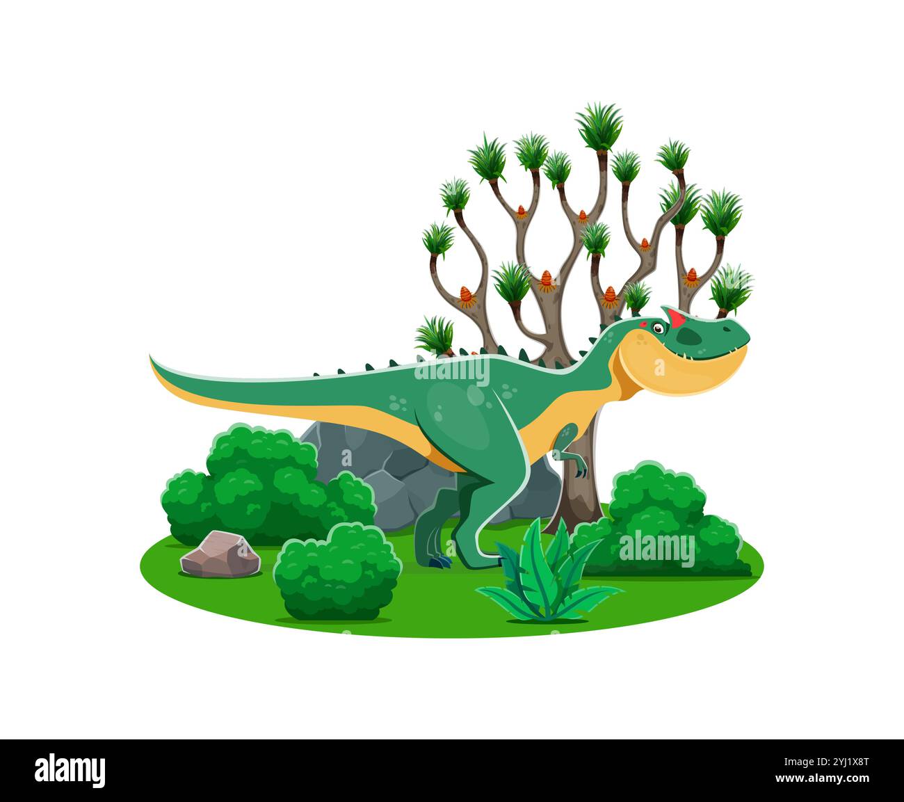 Allosaurus prehistoric dinosaur character. Cartoon cute dino animal ...