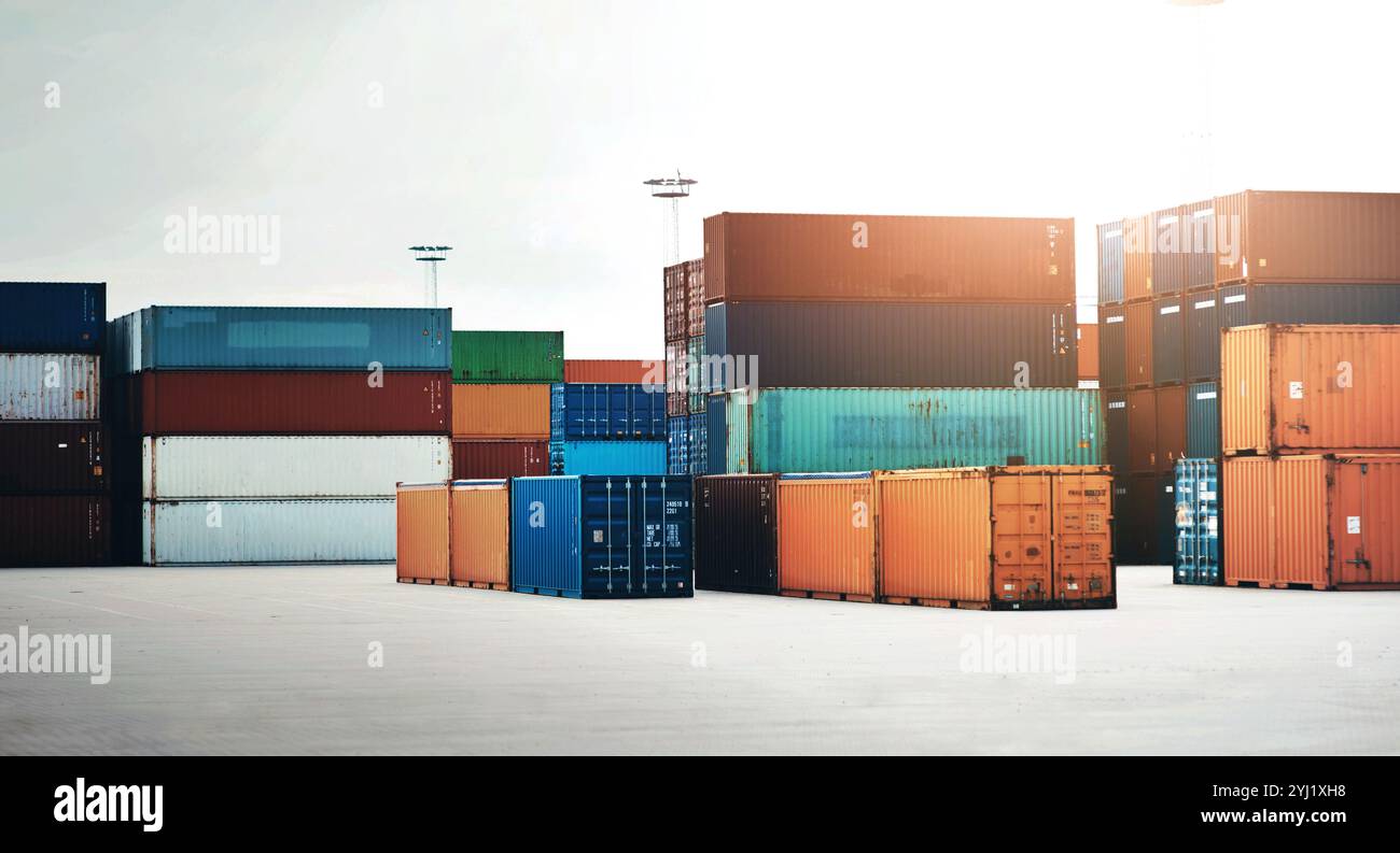 Shipping containers stacked ready hi-res stock photography and images ...