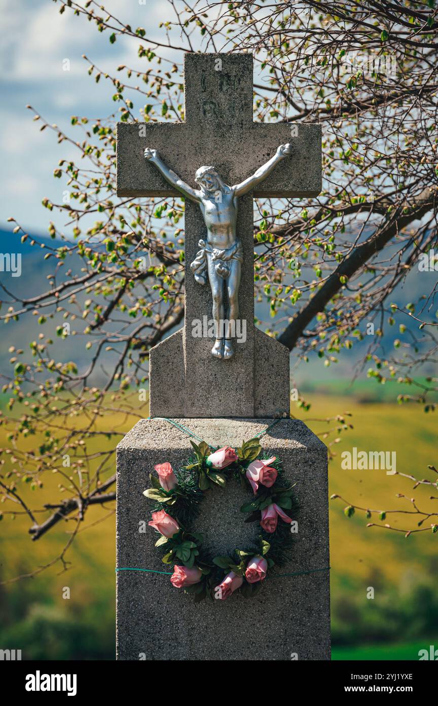 Christian Stone Cross with Statue of Jesus Christ, a Sacred Place for ...