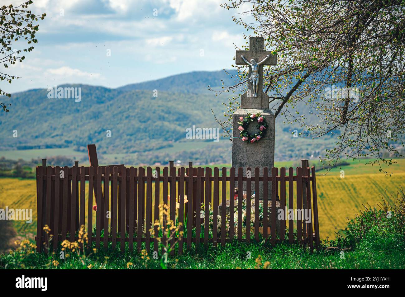 Christian Stone Cross with Statue of Jesus Christ, a Sacred Place for ...