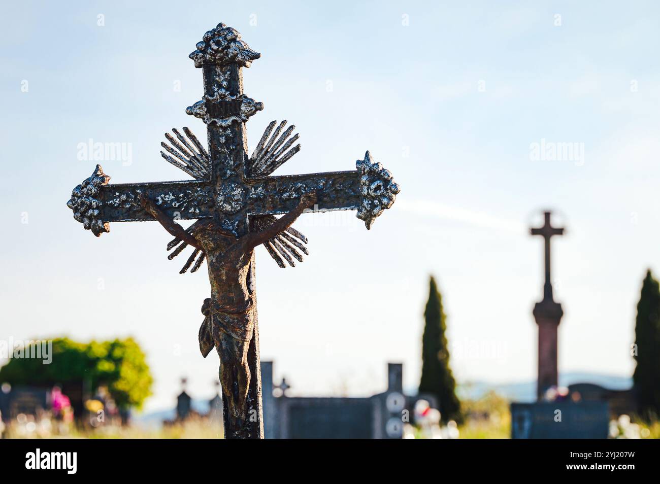 Christian Cross at a Cemetery, a Memorial for All the Departed and ...