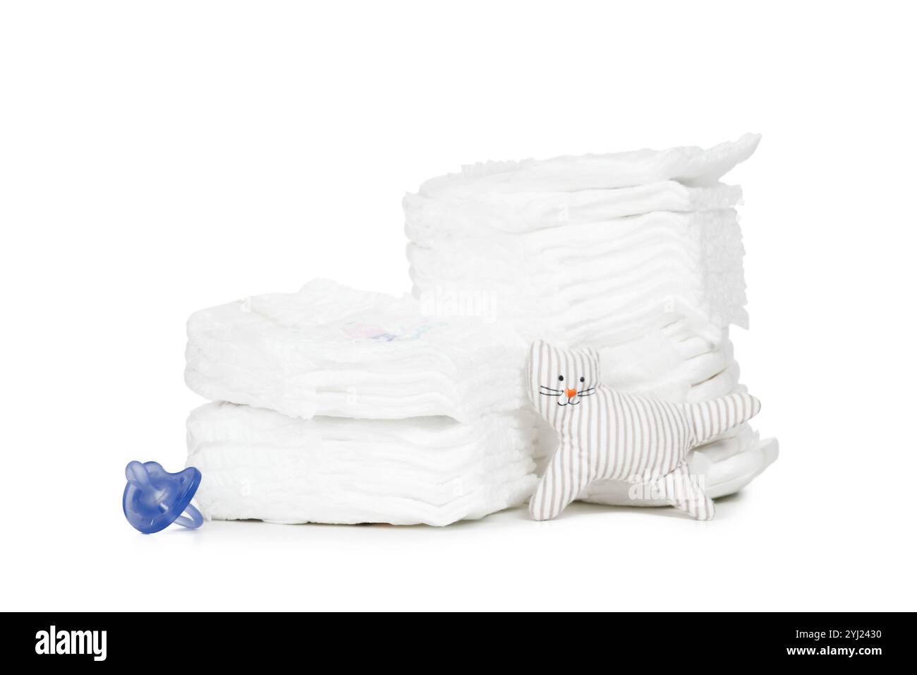 Stack of diapers isolated on white background Stock Photo - Alamy