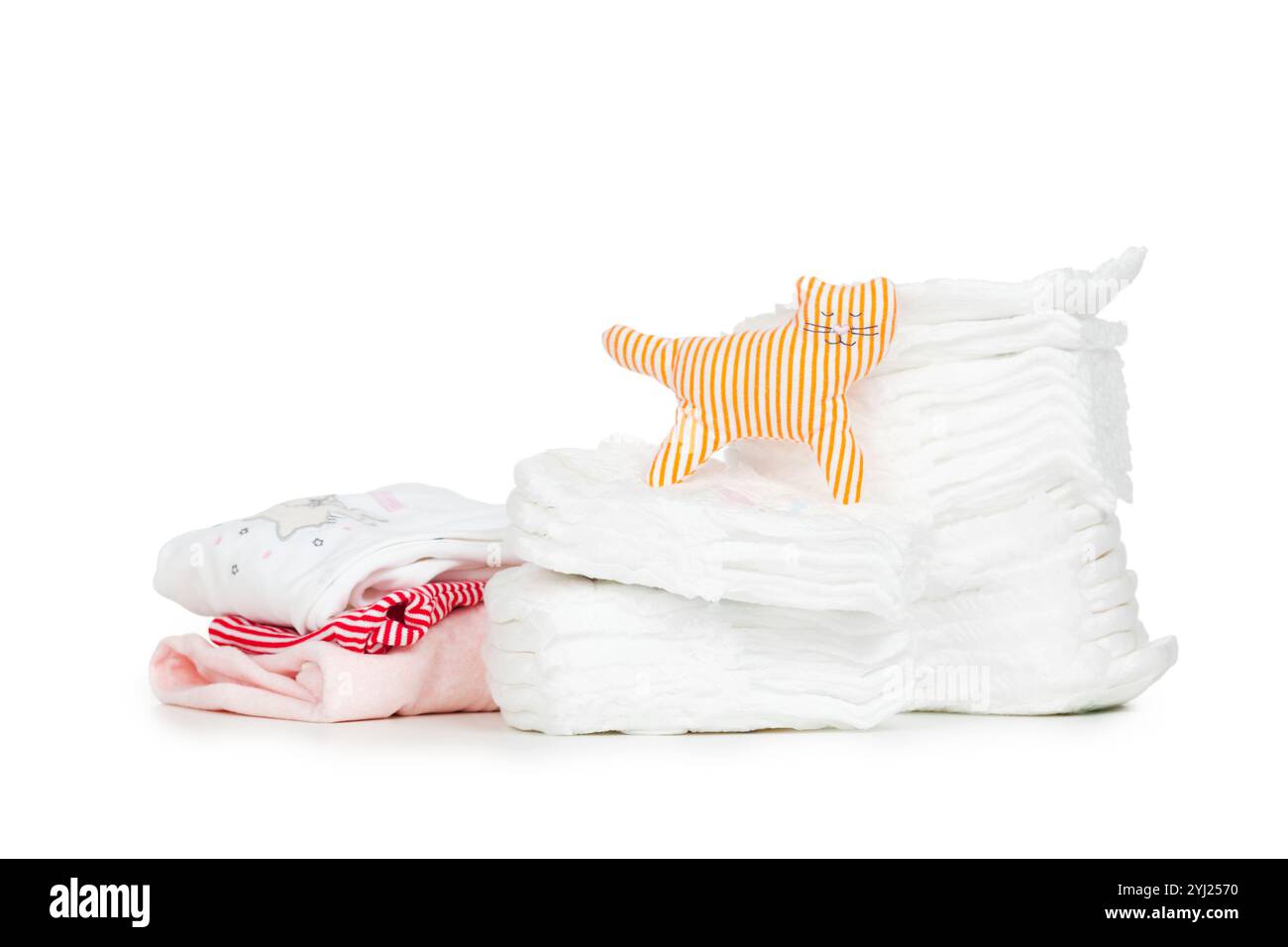 Stack of diapers isolated on white background Stock Photo - Alamy
