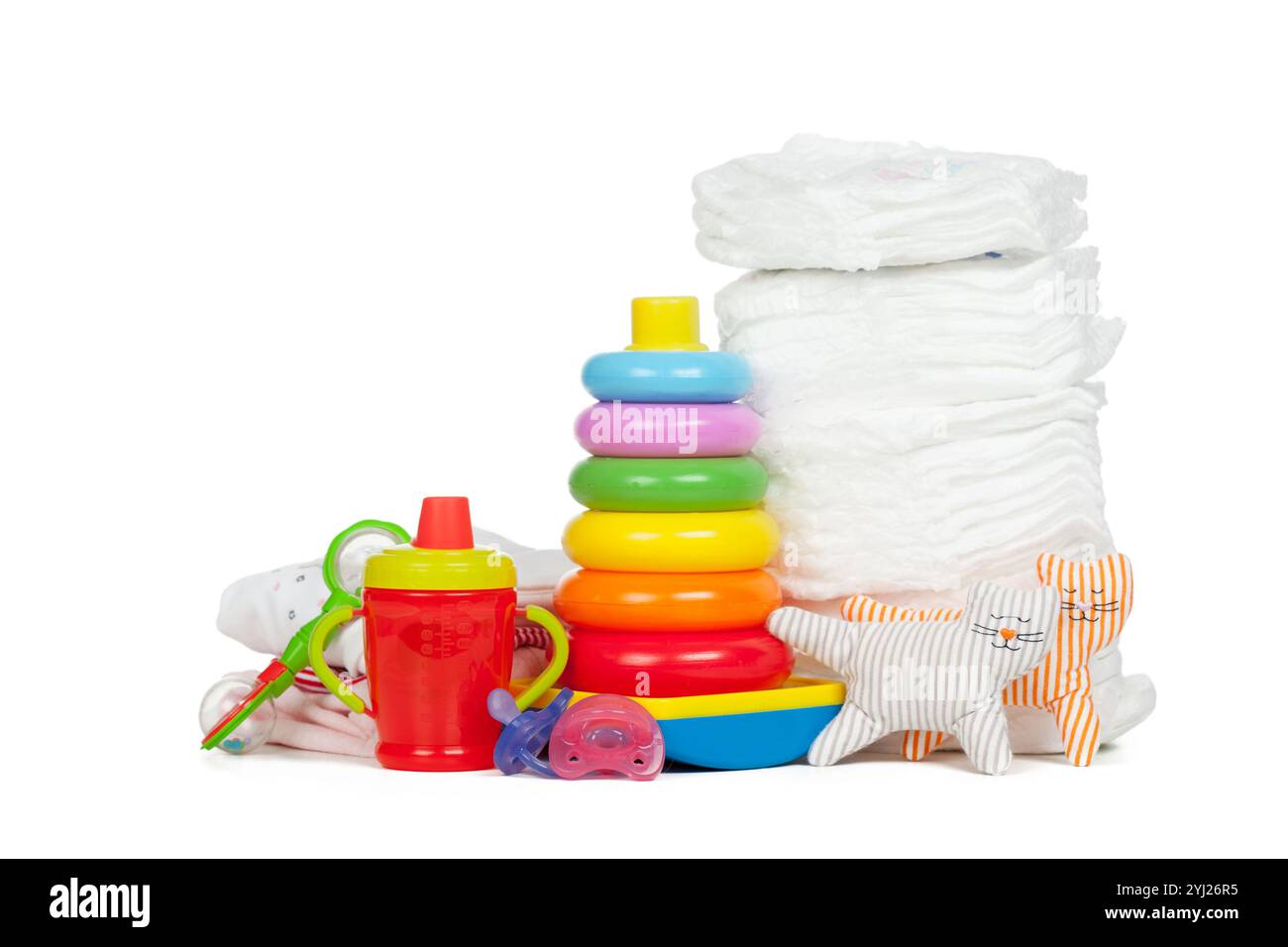 Stack of diapers isolated on white background Stock Photo - Alamy