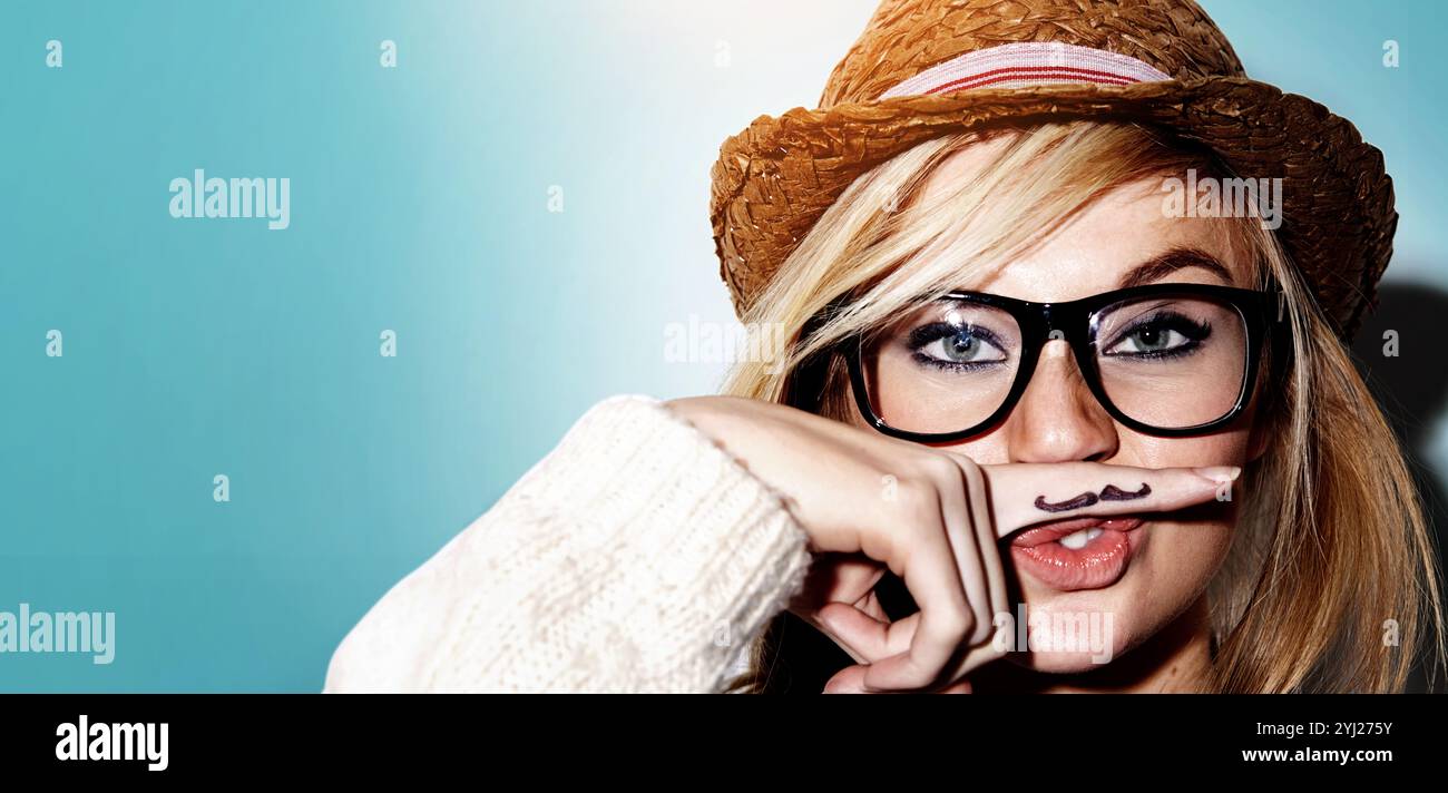 Girl with moustache and hat hi-res stock photography and images - Alamy