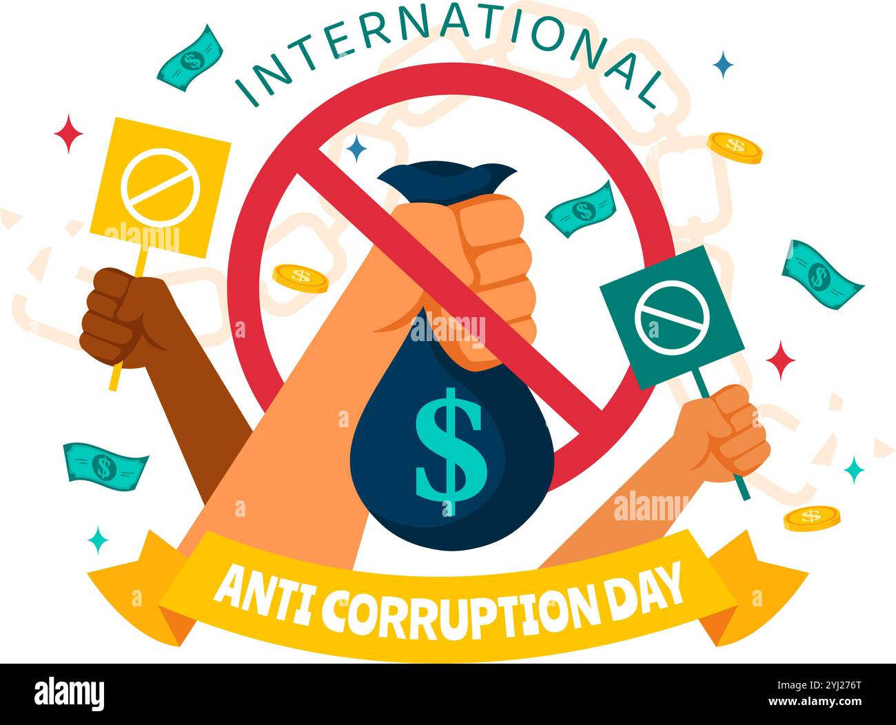 Anti Corruption Day Vector Illustration Featuring a Stop Giving Money ...