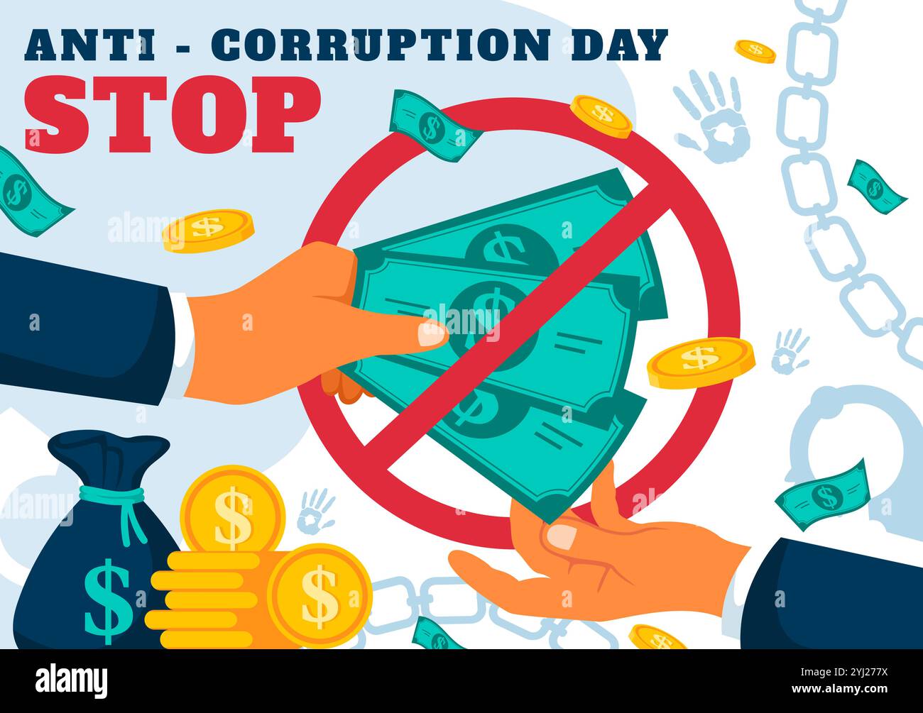 Anti Corruption Day Vector Illustration Featuring a Stop Giving Money ...