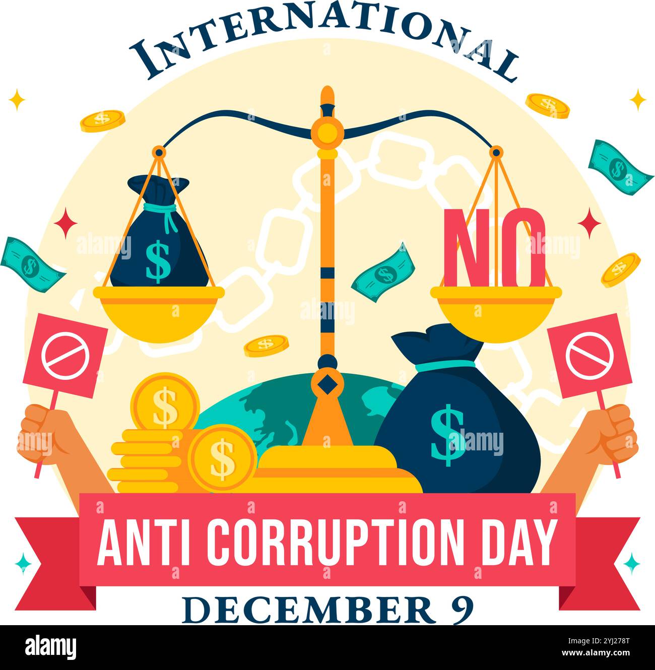 Anti Corruption Day Vector Illustration Featuring a Stop Giving Money ...