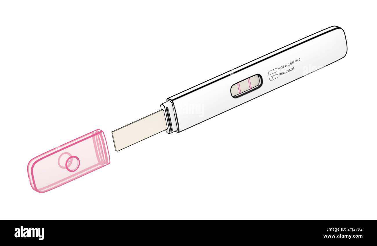 Sketch of positive pregnancy test on white background Stock Photo - Alamy