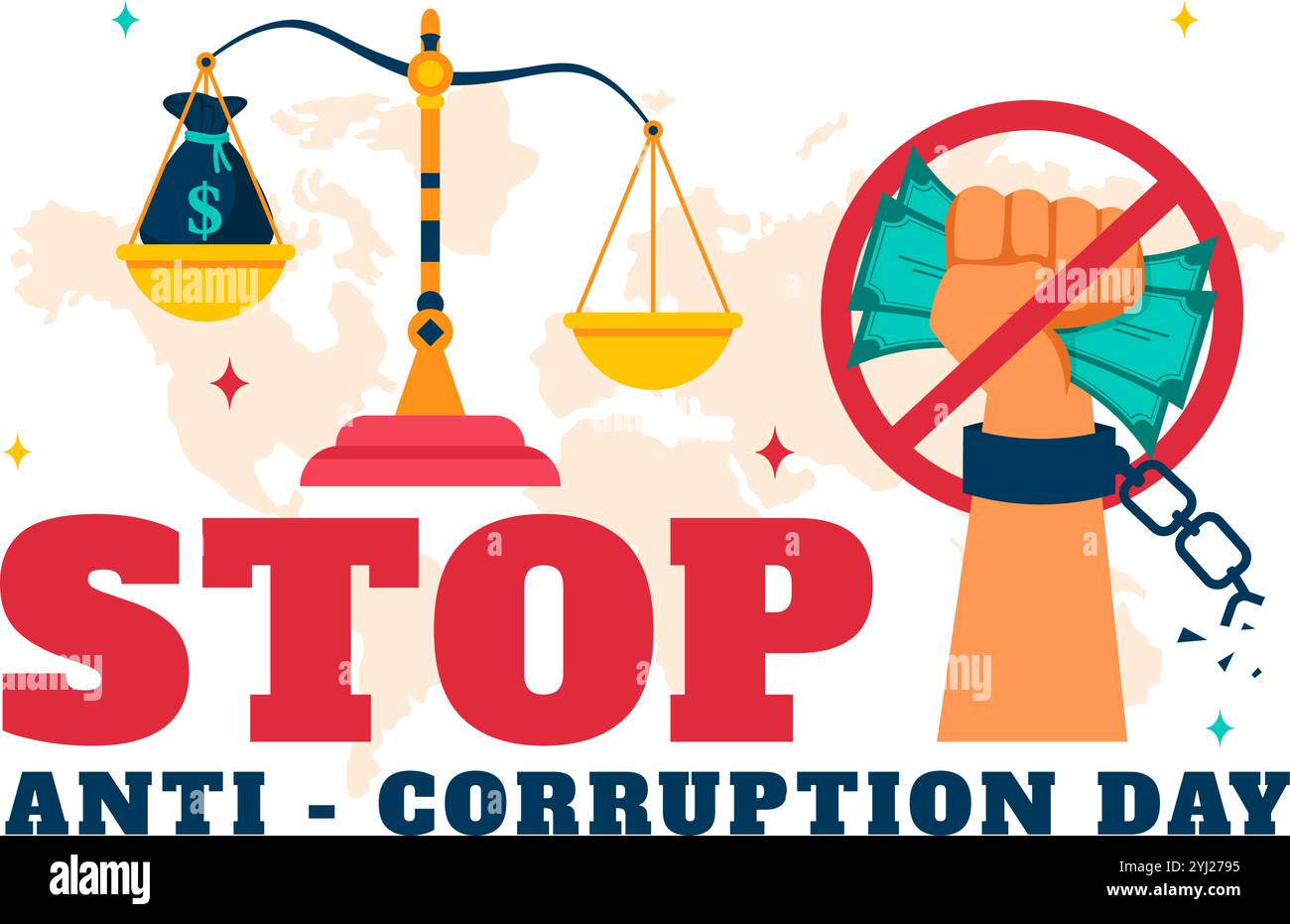 Anti Corruption Day Vector Illustration Featuring a Stop Giving Money ...