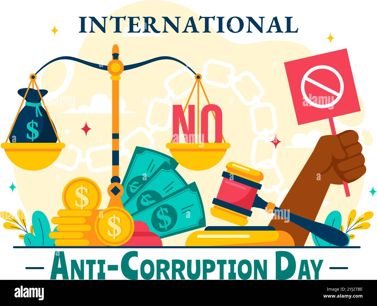 Anti Corruption Day Vector Illustration Featuring a Stop Giving Money ...