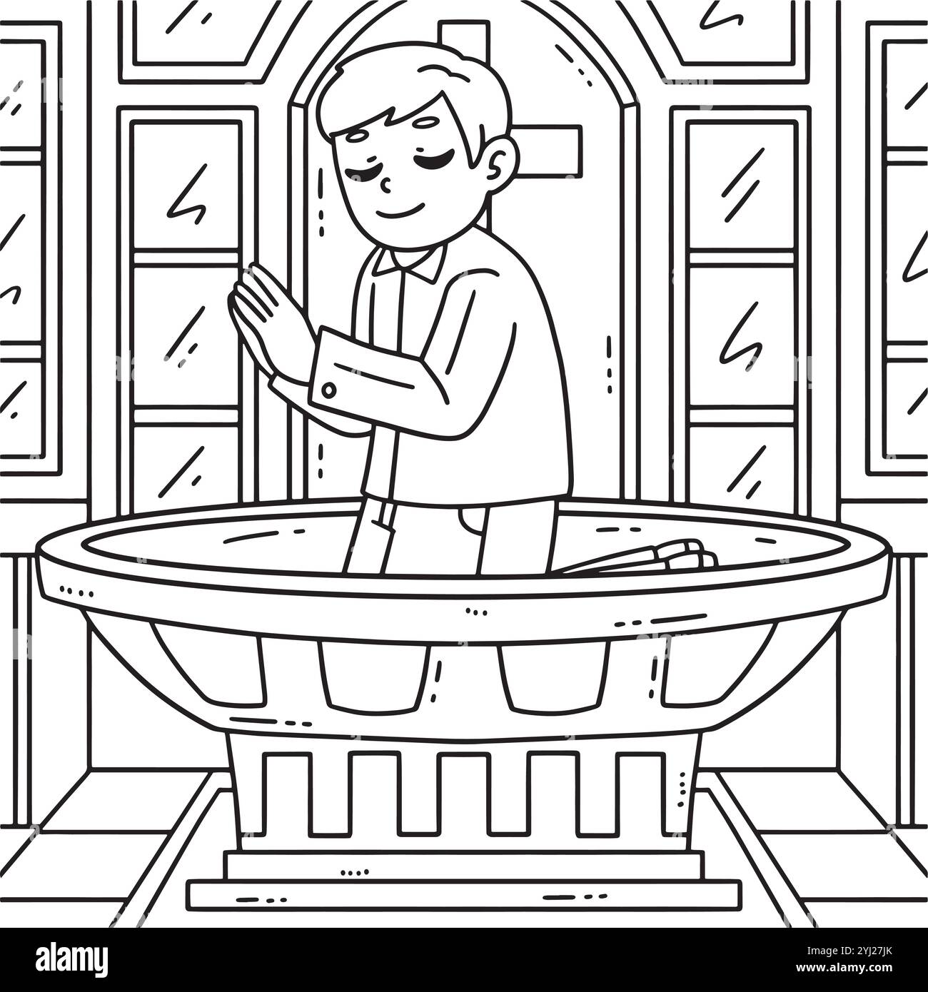 Baptism Font Child Praying Coloring Page for Kids Stock Vector Image & Art - Alamy