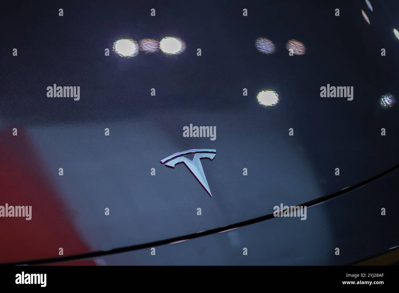 Belarus, Minsk - 06 october, 2024: The Tesla logo stands prominently on ...